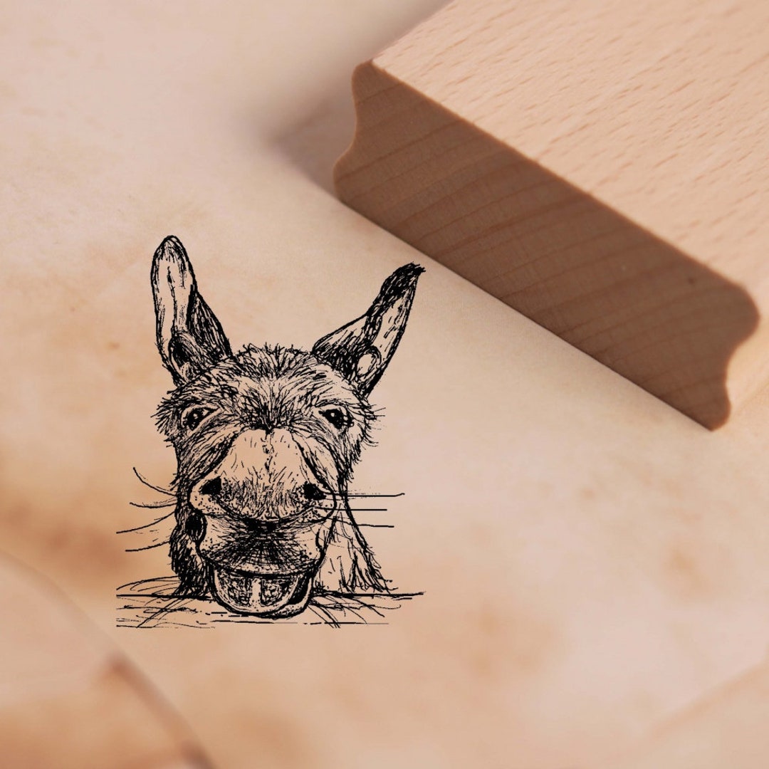 Motif Stamp Donkey Head - Donkey Stamp Wooden Stamp 38 X 48 Mm ...