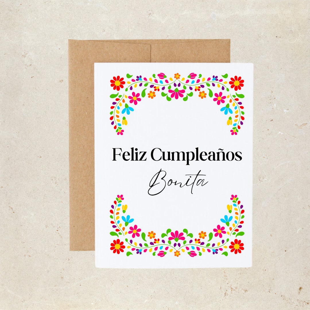 Feliz Cumpleaños Bonita, Birthday Card, Flowers Card - Etsy