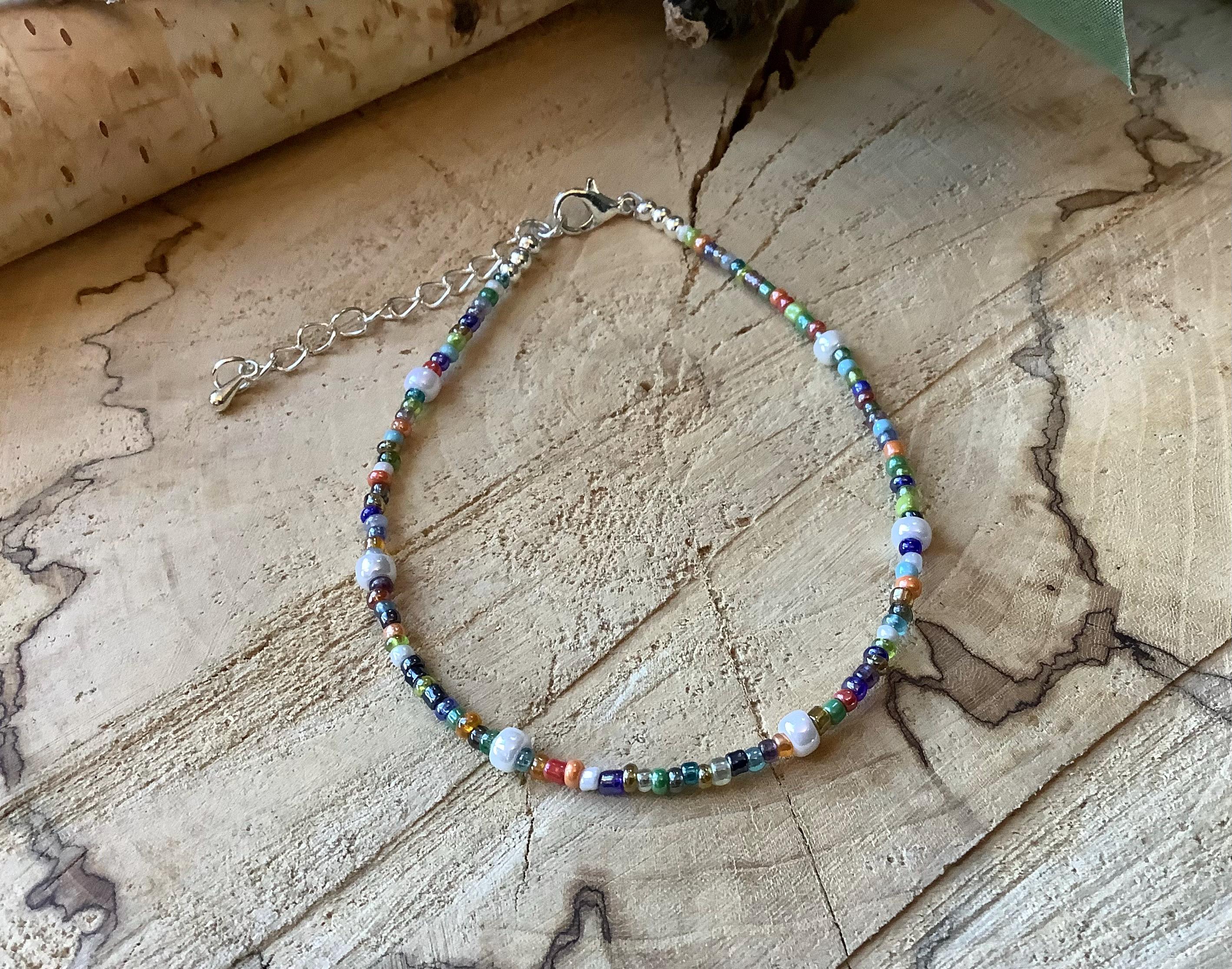 Dainty Waterproof Seed Bead Anklet, Tiny Bead Anklet, Dainty Bead ...