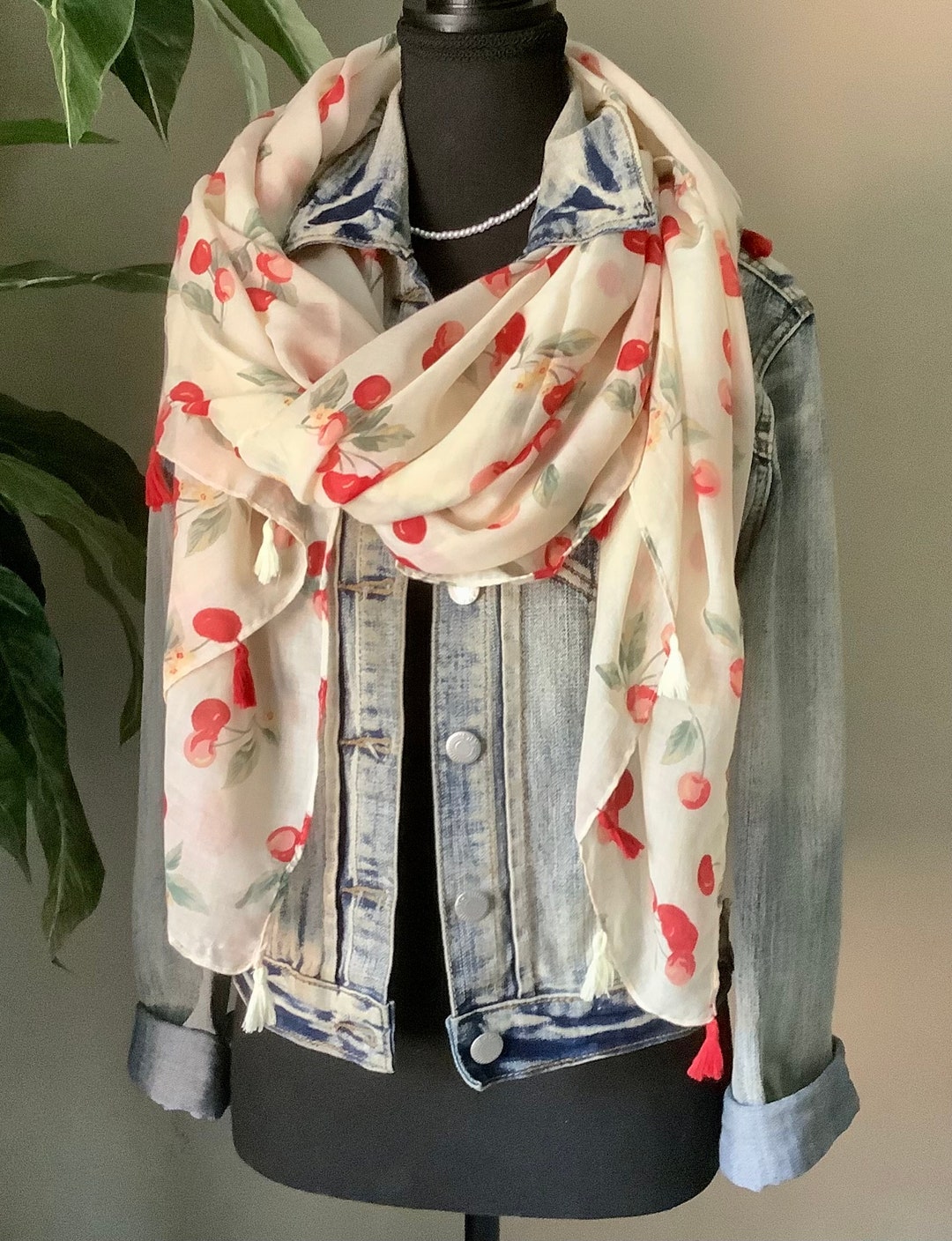 Cherry Blossom Scarf, Floral Scarf, Fall Scarf, Lightweight Scarf ...