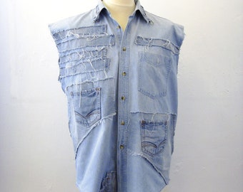 Frayed Denim Shirt - Etsy