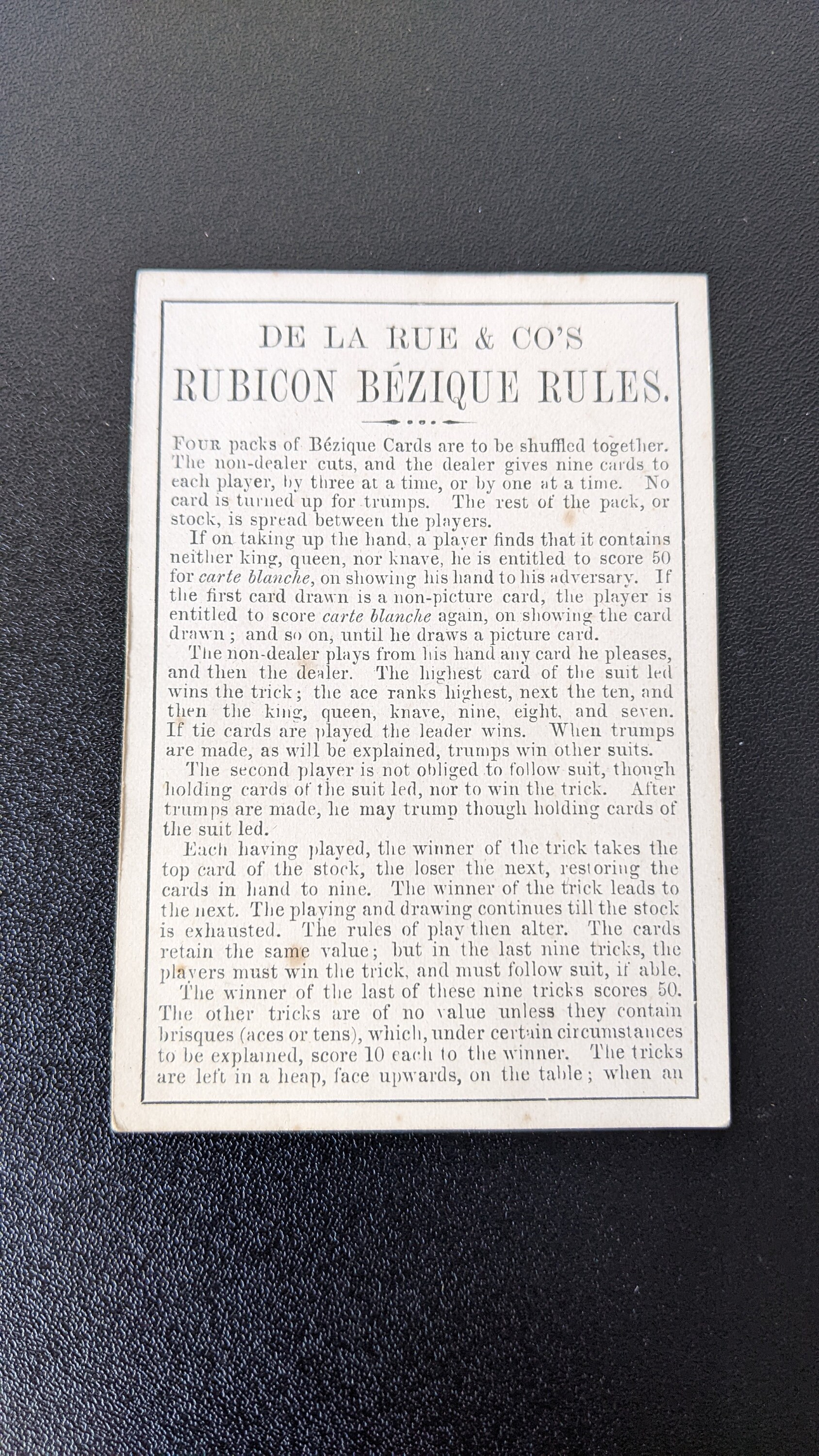 Antique Rubicon Bezique Card Game by De La Rue 1890s Edition - Etsy