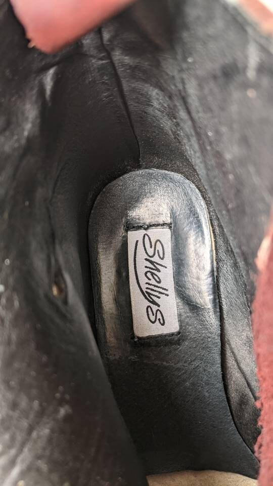 90s Shellys High Heel Boots With Fluted Chunky Heels, Goth Club Kid ...