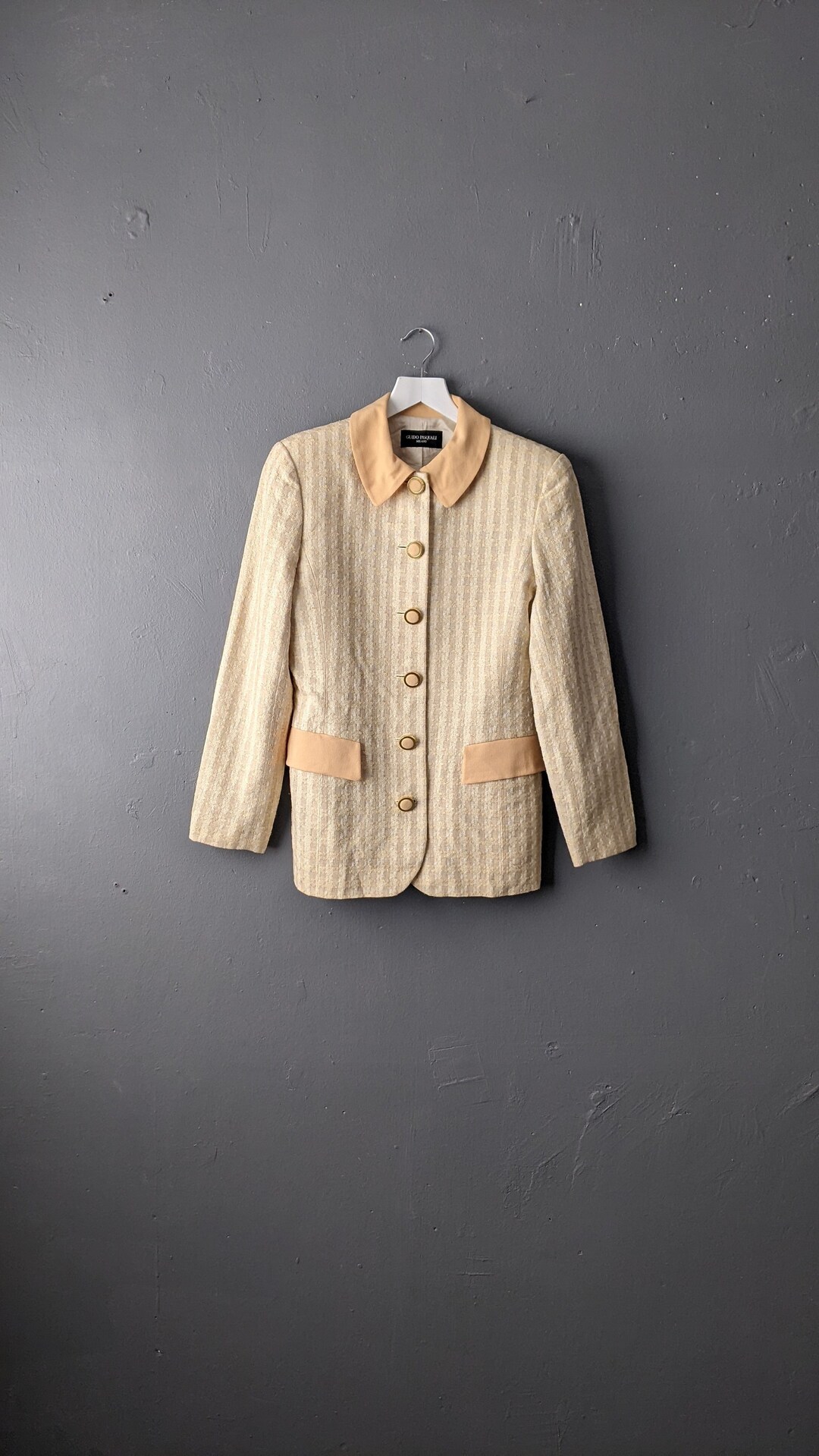 90s Pastel Yellow Blazer, Linen Cotton Long Summer Jacket, Size Small ...