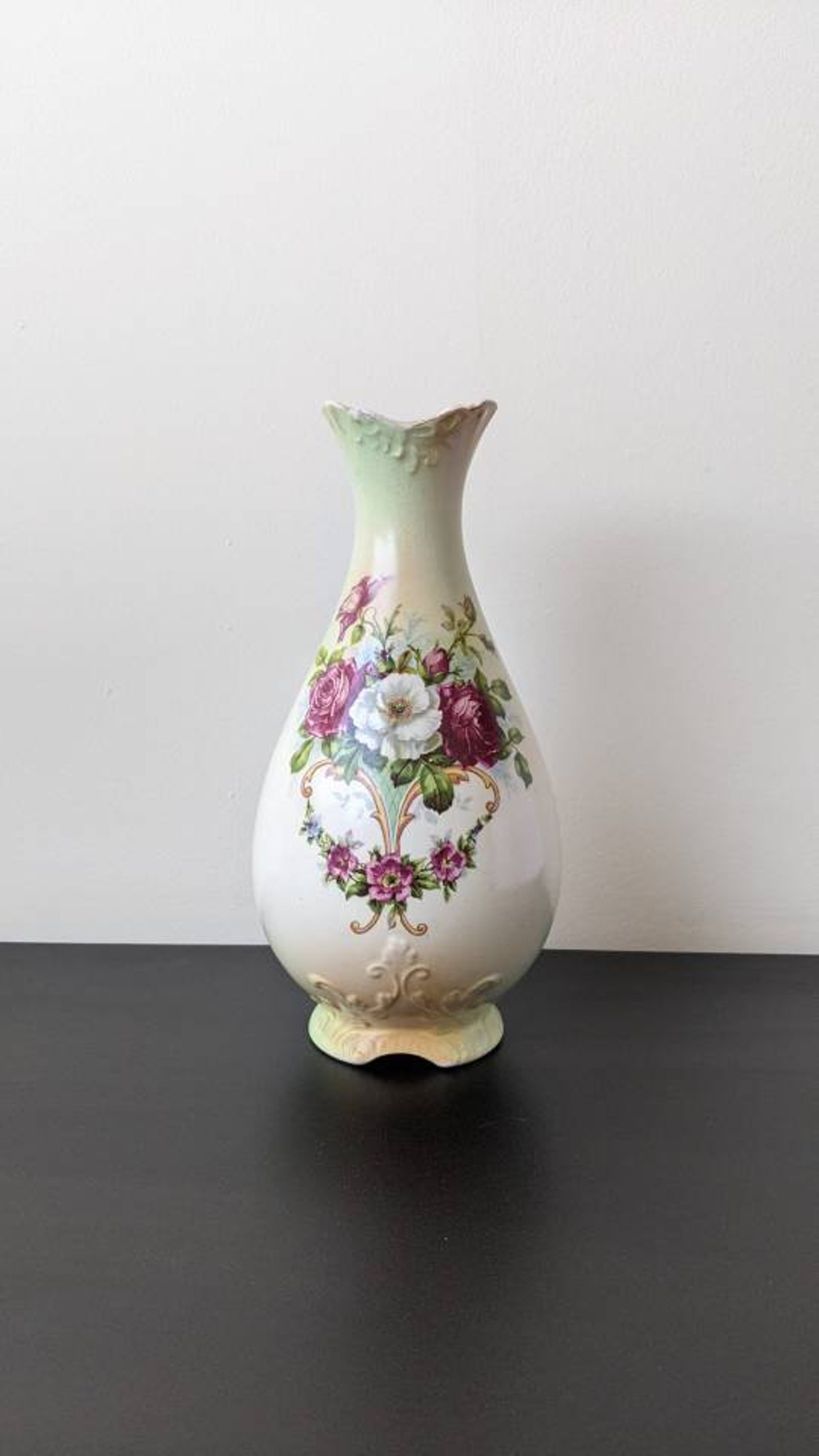 Antique S F & Co Crown Devon Vase, Vellum Blush Ware Rose Pattern, 0522 ...