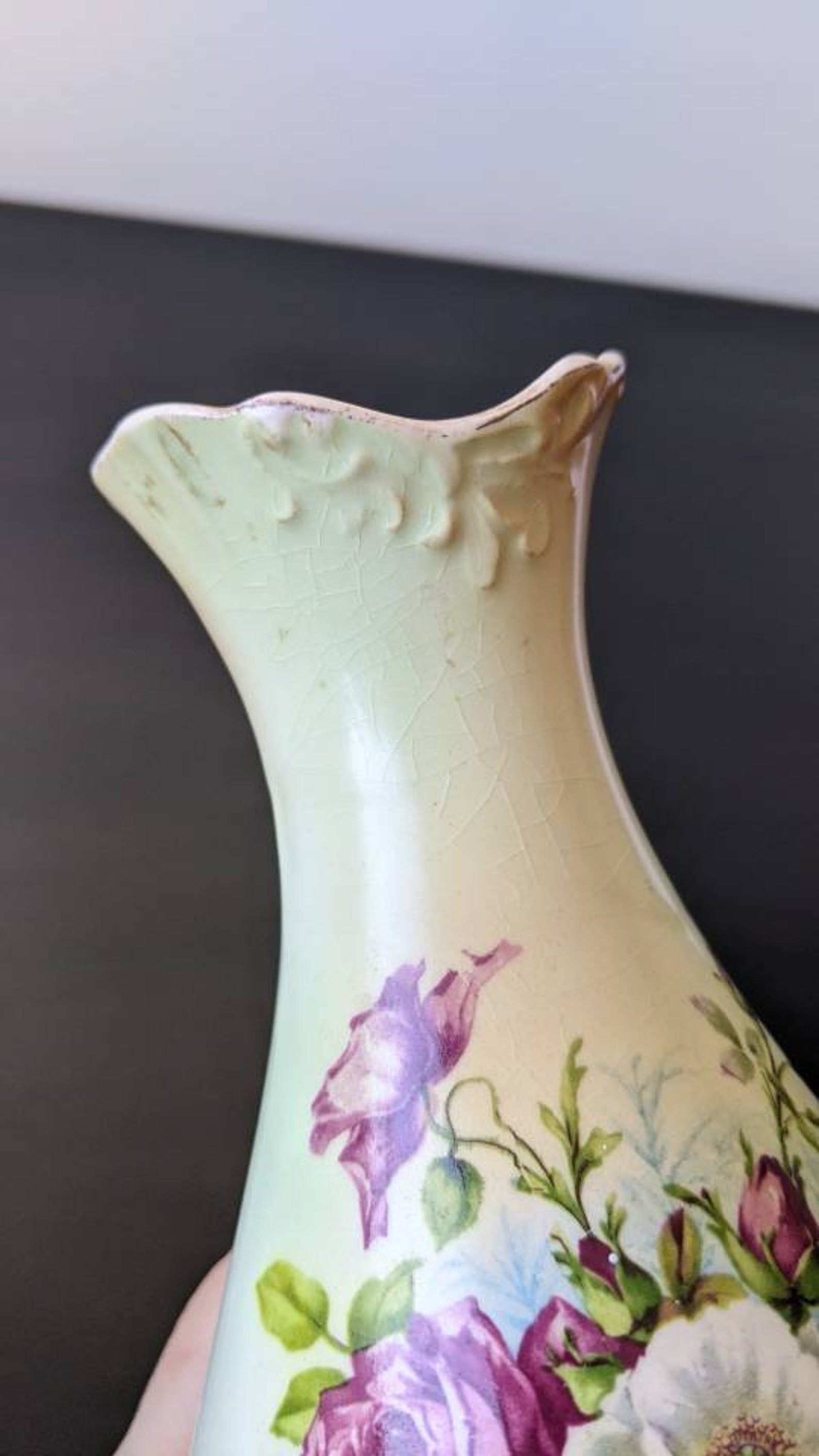Antique S F & Co Crown Devon Vase, Vellum Blush Ware Rose Pattern, 0522 ...