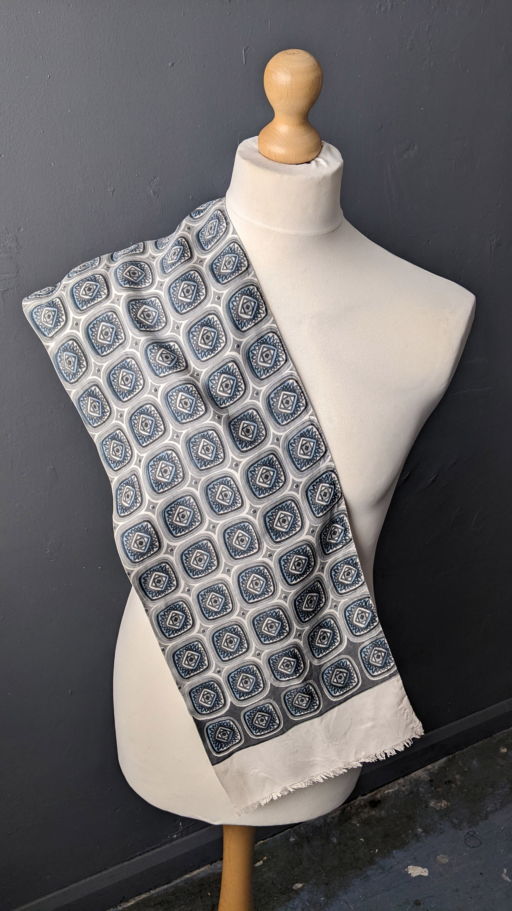 60s Modernist Squares Scarf, Mens Mid Century Ascot, Geometric Mod ...