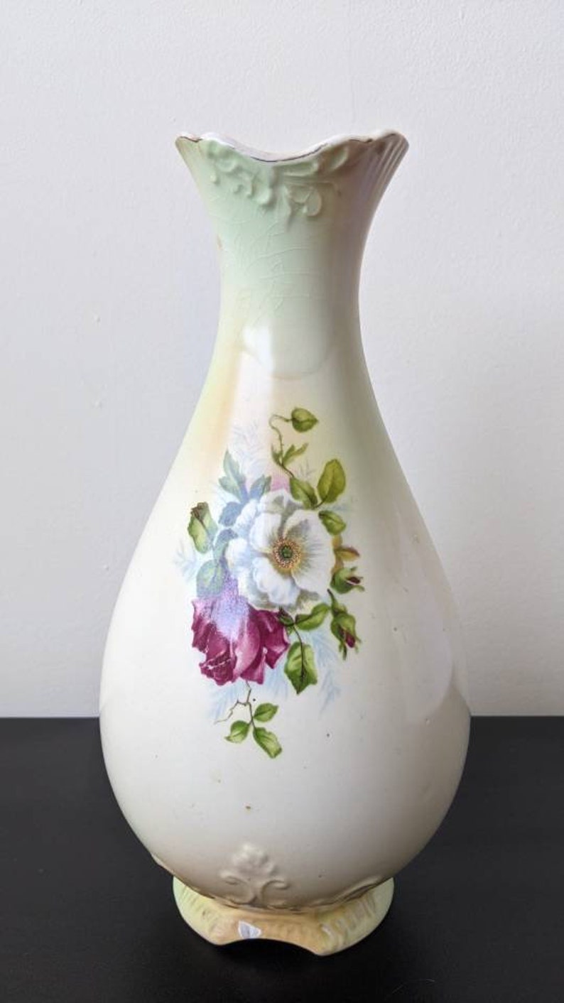 Antique S F & Co Crown Devon Vase, Vellum Blush Ware Rose Pattern, 0522 ...