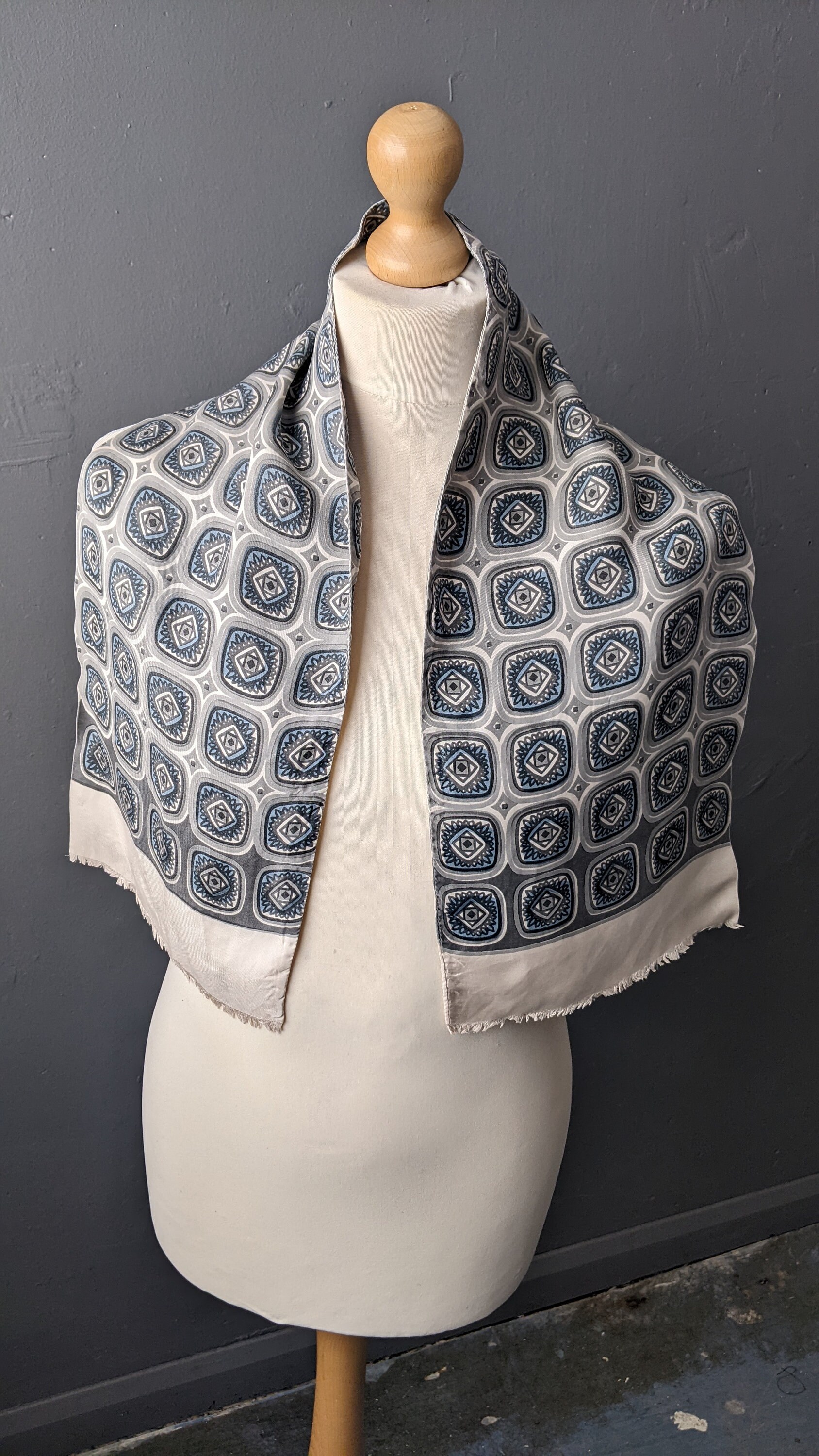 60s Modernist Squares Scarf, Mens Mid Century Ascot, Geometric Mod ...