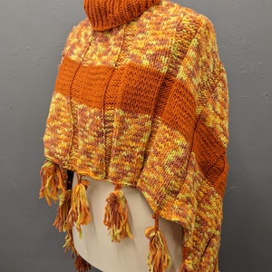 Vintage Wool Turtleneck Poncho With Tassel Fringe, One Size - Etsy