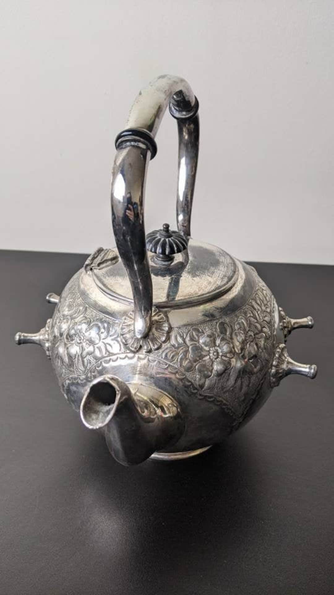 Antique Victorian Spirit Kettle, Silver Plated EPBM Chased Embossed ...
