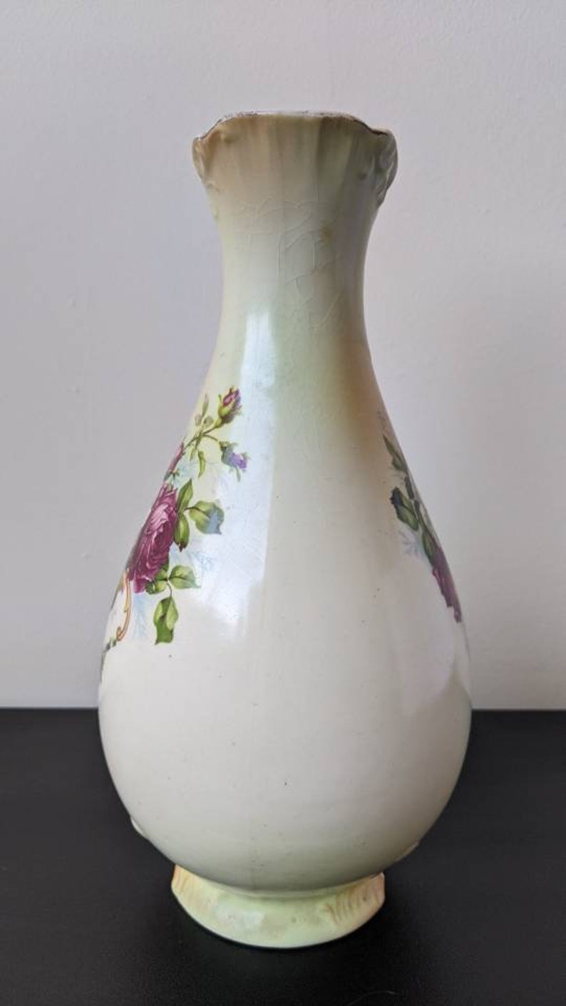 Antique S F & Co Crown Devon Vase, Vellum Blush Ware Rose Pattern, 0522 ...