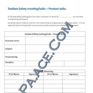 Toolbox Talk Registration Form, Toolbox Talks, Sign off Form - Etsy