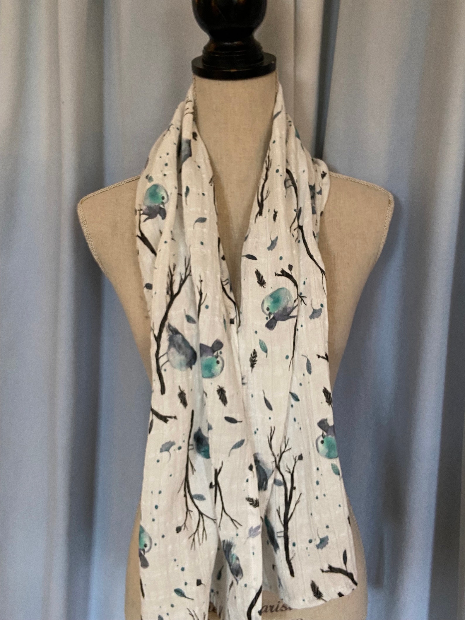 Nursing Shawl Bird Print Wrap Baby Shower Gift Blue Print Organic ...