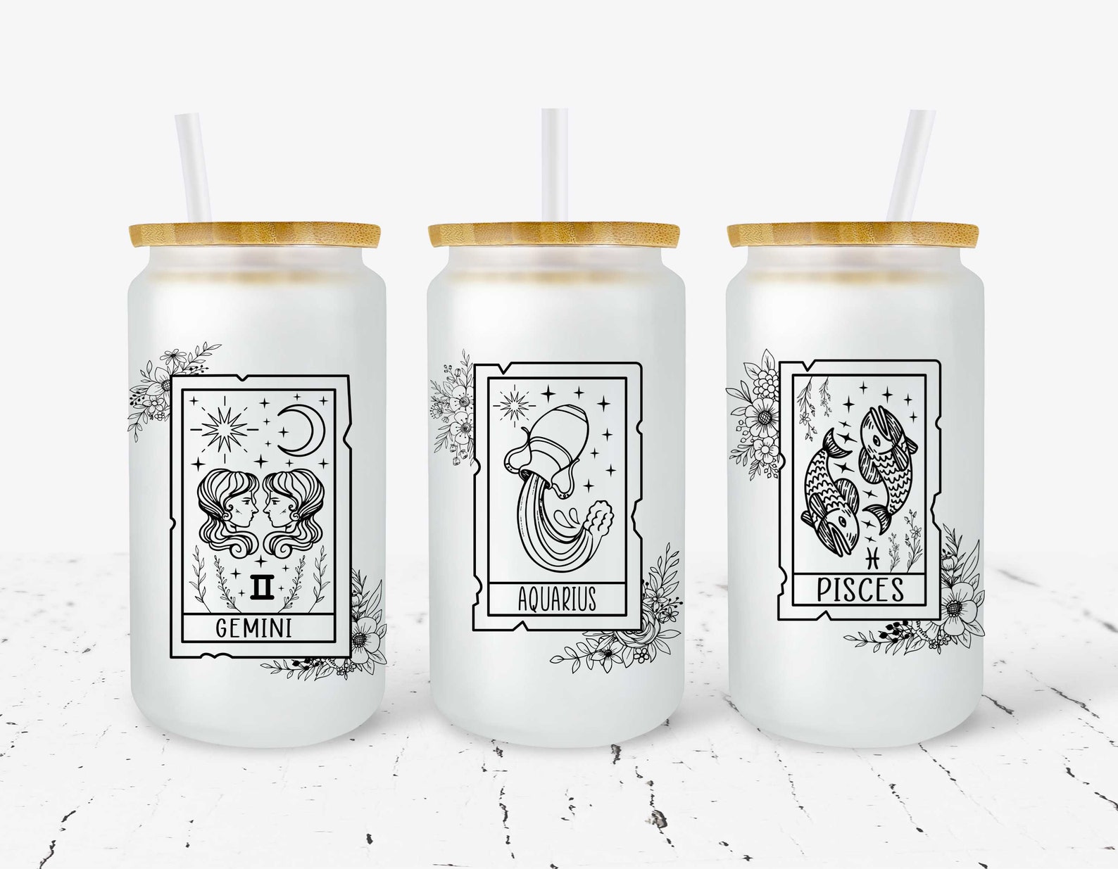 Zodiac Glass Cup 16 Oz | Horoscope Glass Tumbler | Astrology Cup ...