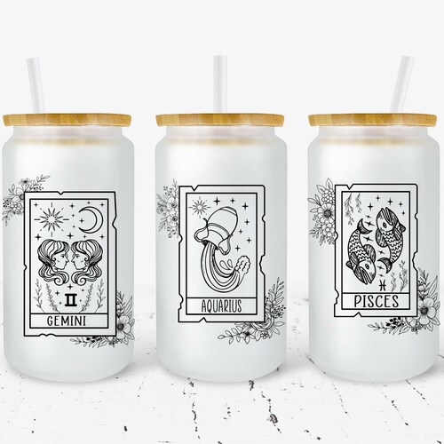 Zodiac Glass Cup 16 Oz Horoscope Glass Tumbler Astrology - Etsy