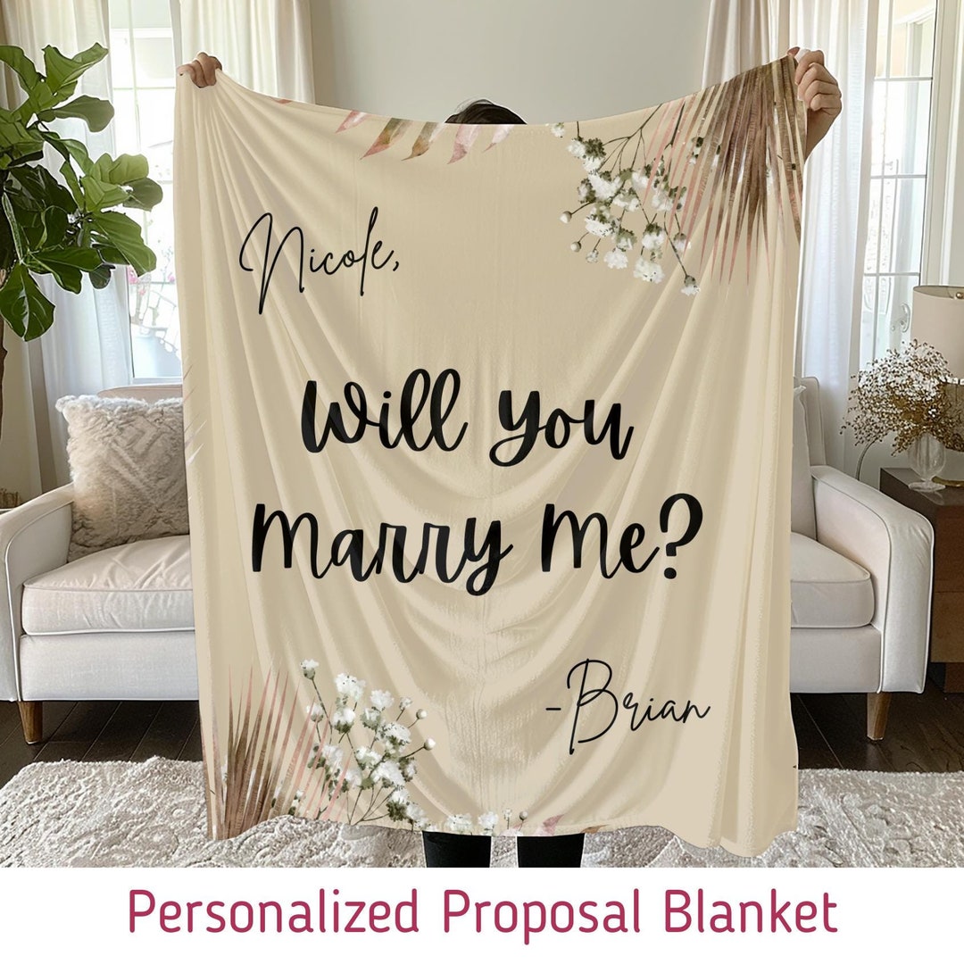 Will You Marry Me Proposal Blanket, Marry Me Sign Custom Blanket ...