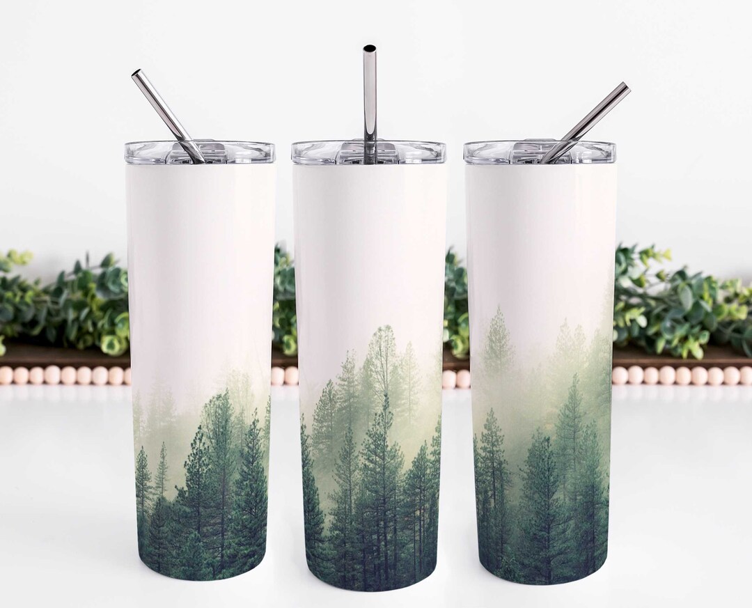 Forest Tumbler Cup With Straw Forest Lover Gifts - Etsy