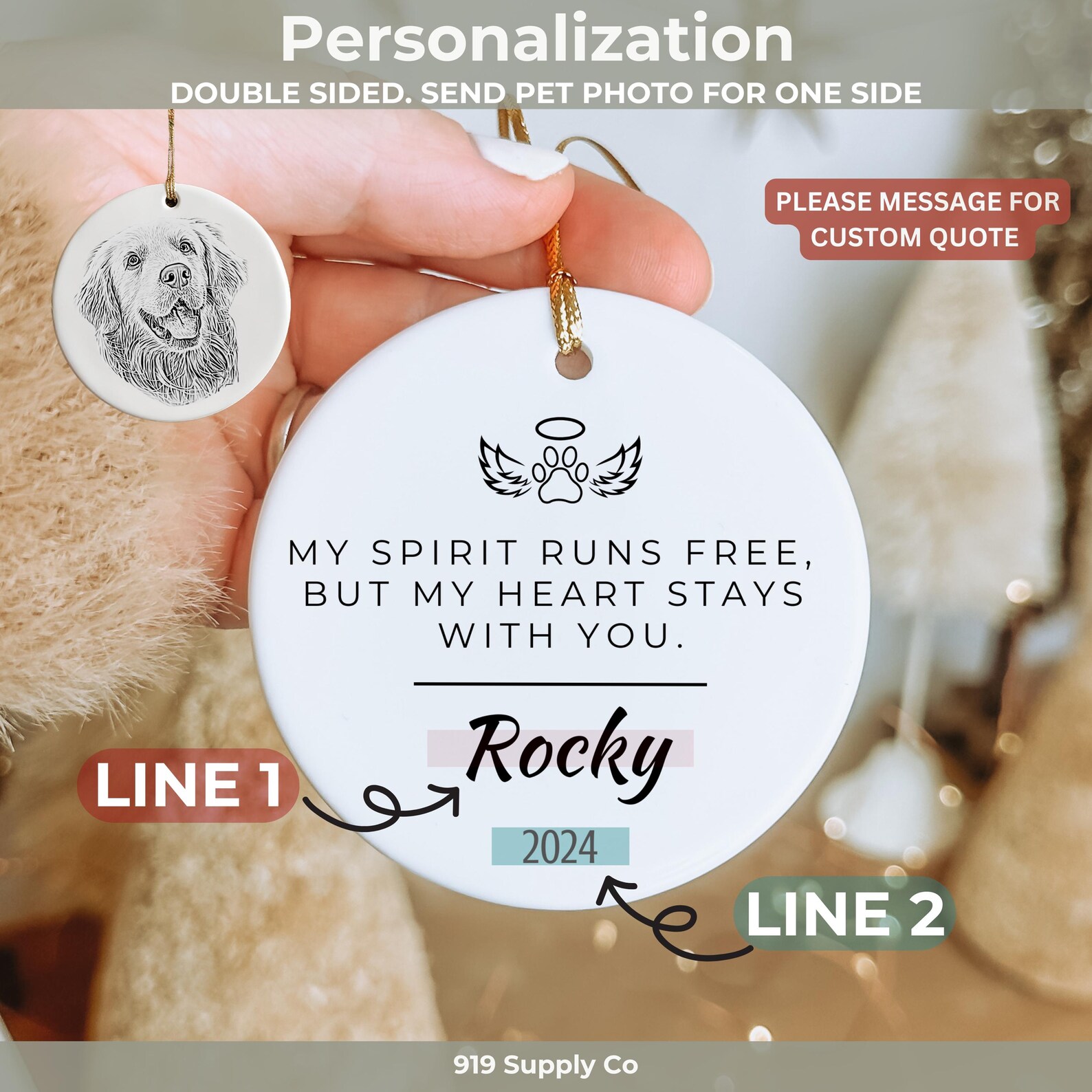Personalized Pet Loss Ornament, Dog Cat Angel Memorial, Pet Loss Memory ...