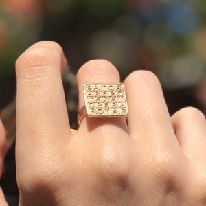 Solid Brass Ring With Magic Square Historical Ring With Sator | Etsy