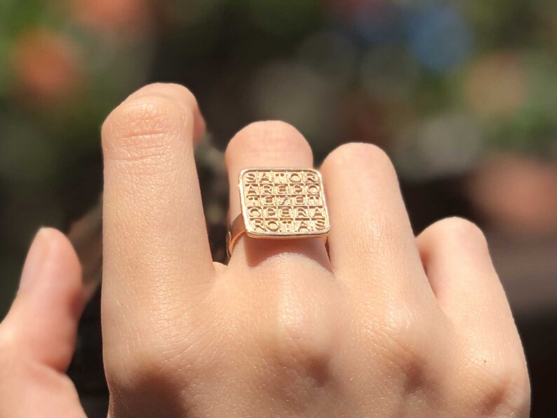 Solid Brass Ring With Magic Square Historical Ring With Sator - Etsy