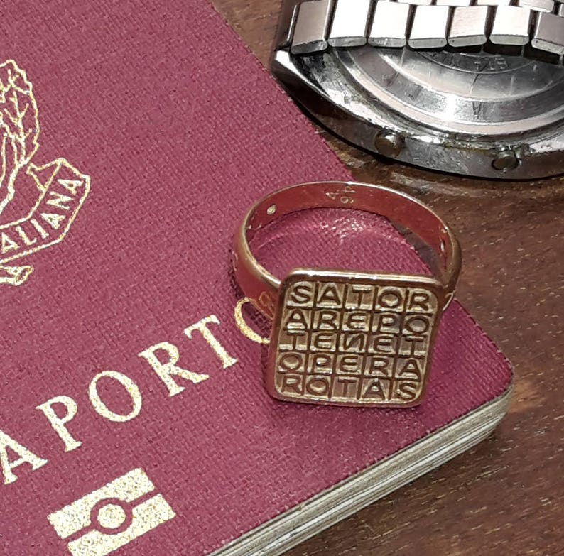 Solid Brass Ring With Magic Square Historical Ring With Sator | Etsy