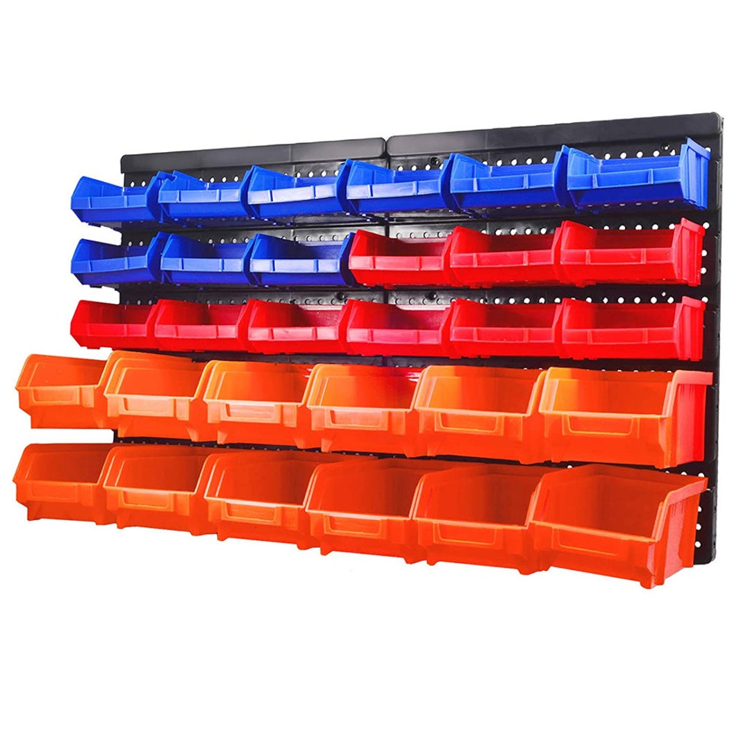 US Wall Mounted Storage Bins Container 30-bin Rack Organizer Garage ...
