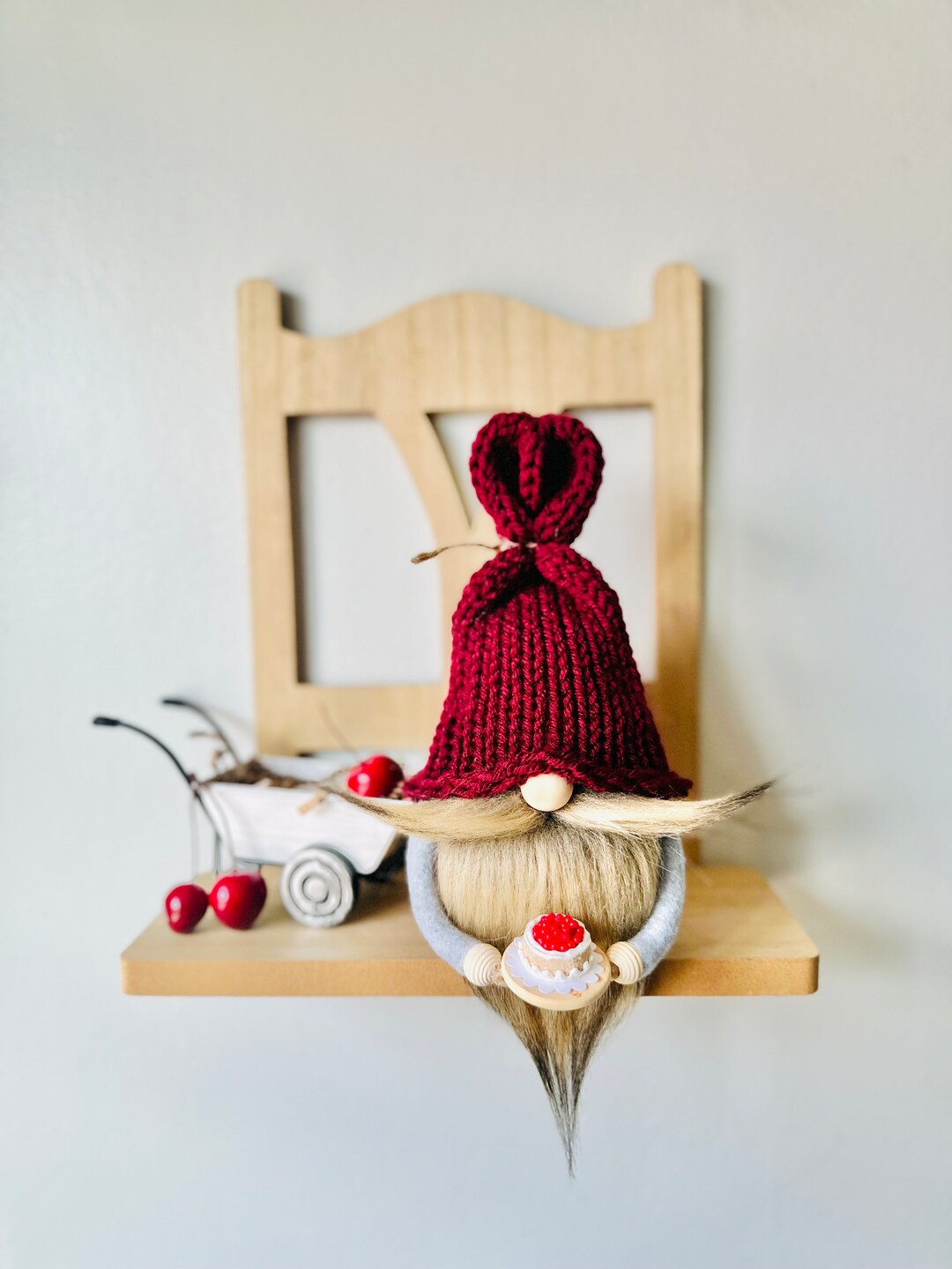 Cake Gnome, Baker Gnome, Dessert Gnome, Kitchen Decor, Cherry Cheese ...