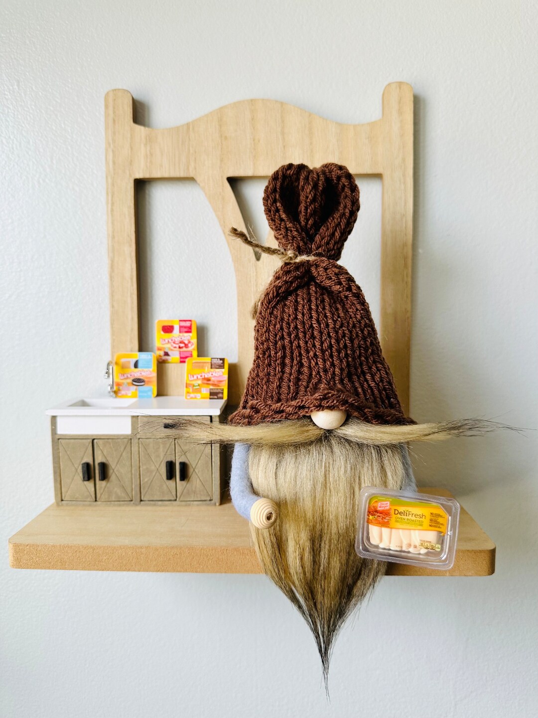 Lunch Gnome: Handmade Knit Statue With Miniature Sandwich - Etsy