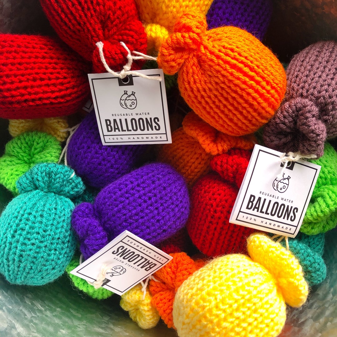 Reusable Water Balloons, Knit Water Balloons, Water Balloons, Rainbow ...