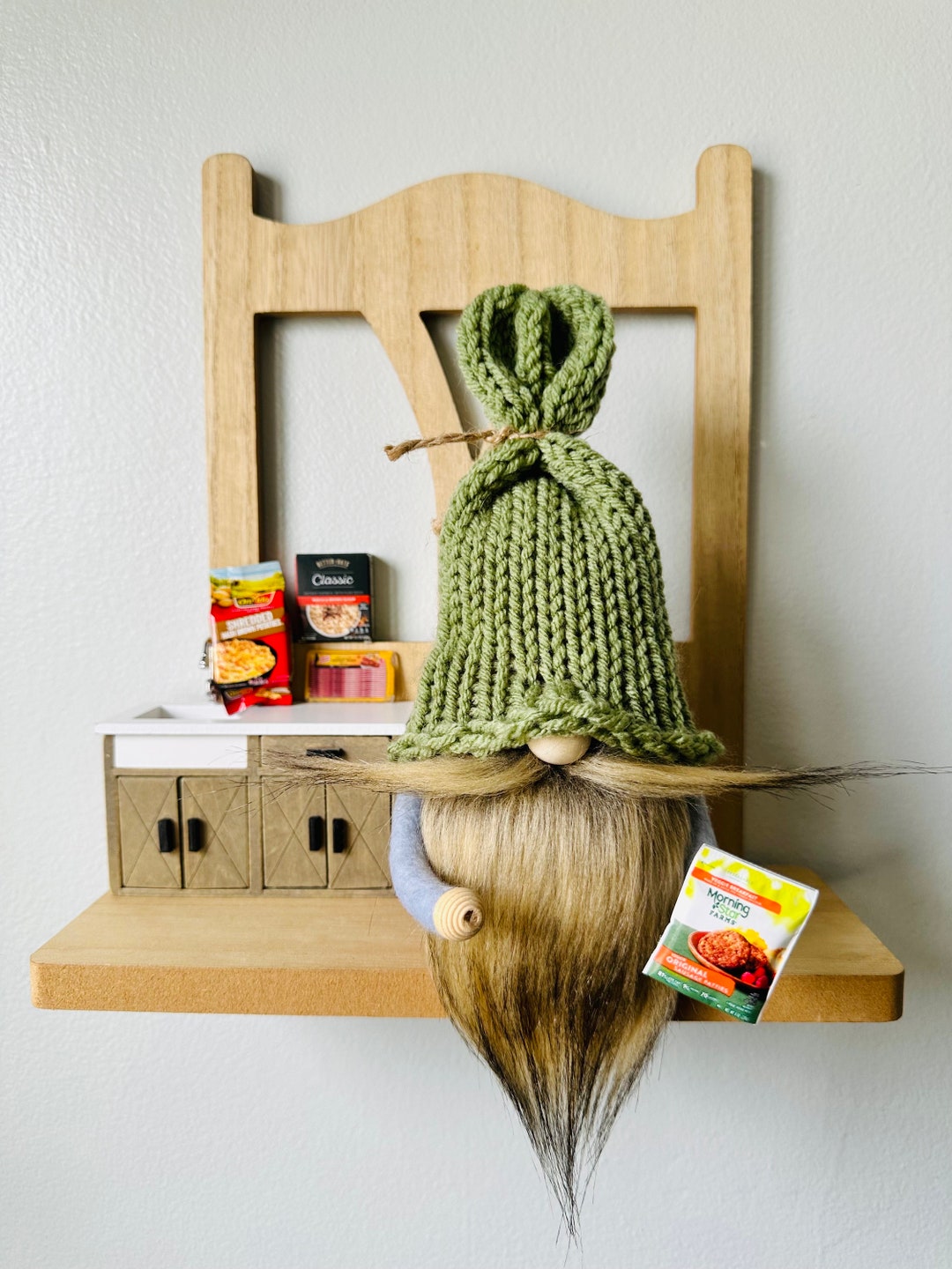 Knit Breakfast Gnome: Handmade Tiered Tray Miniature Decor - Etsy