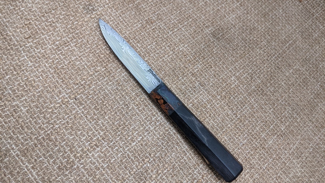 Damasteel Stainless Damascus Blade Paring Knife With Stabilized Brick ...