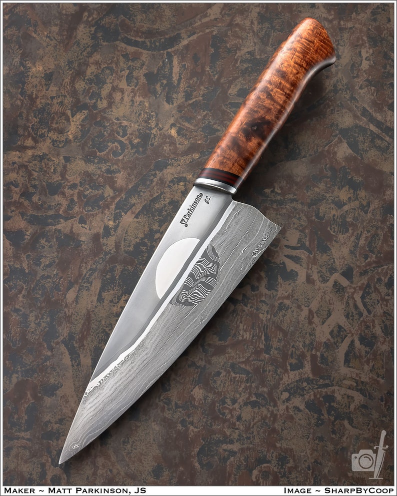 Pictorial Mosaic 7" Chef Knife Stabilized Koa Handle Hand Made by ...
