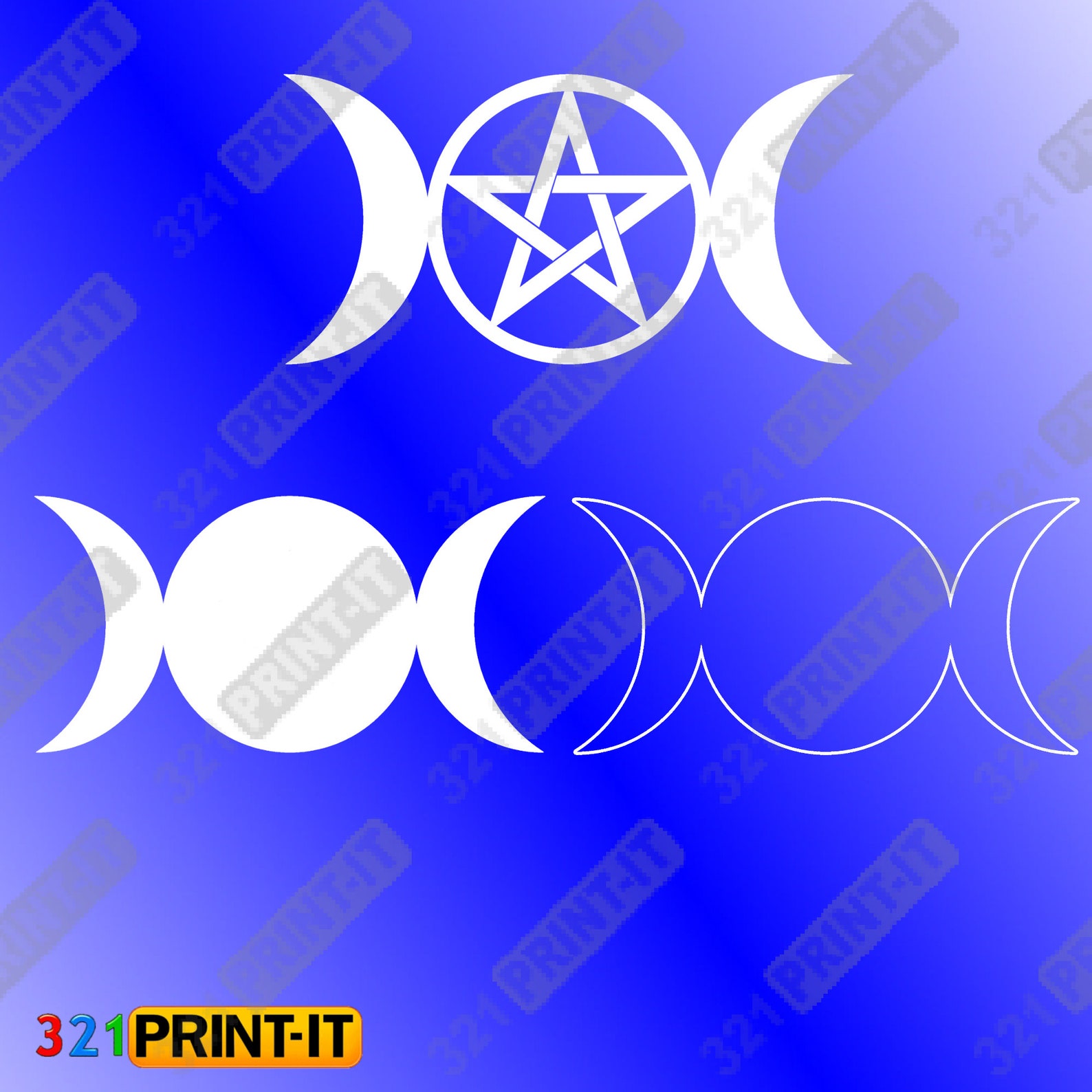 Triple Moon Symbols - Digital File Download Svg Png Pdf Jpg Eps Cricut ...