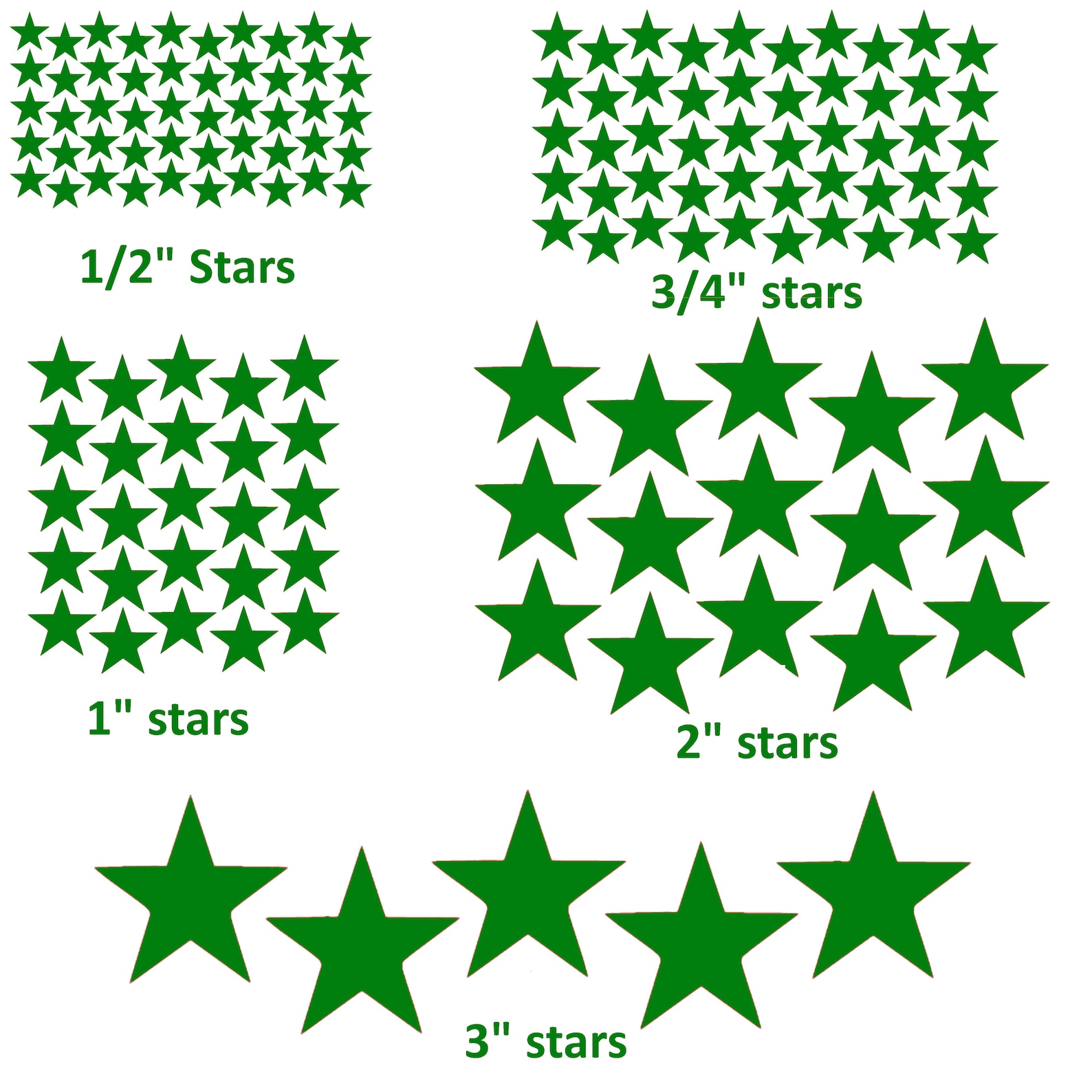 Star Stickers Pick Your Size and Color Permanent Outdoor Glossy Vinyl ...
