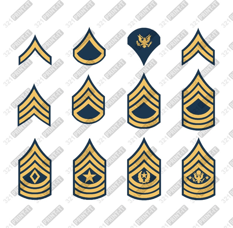 US Army Ranks digital file svg dxf eps jpg and png. | Etsy