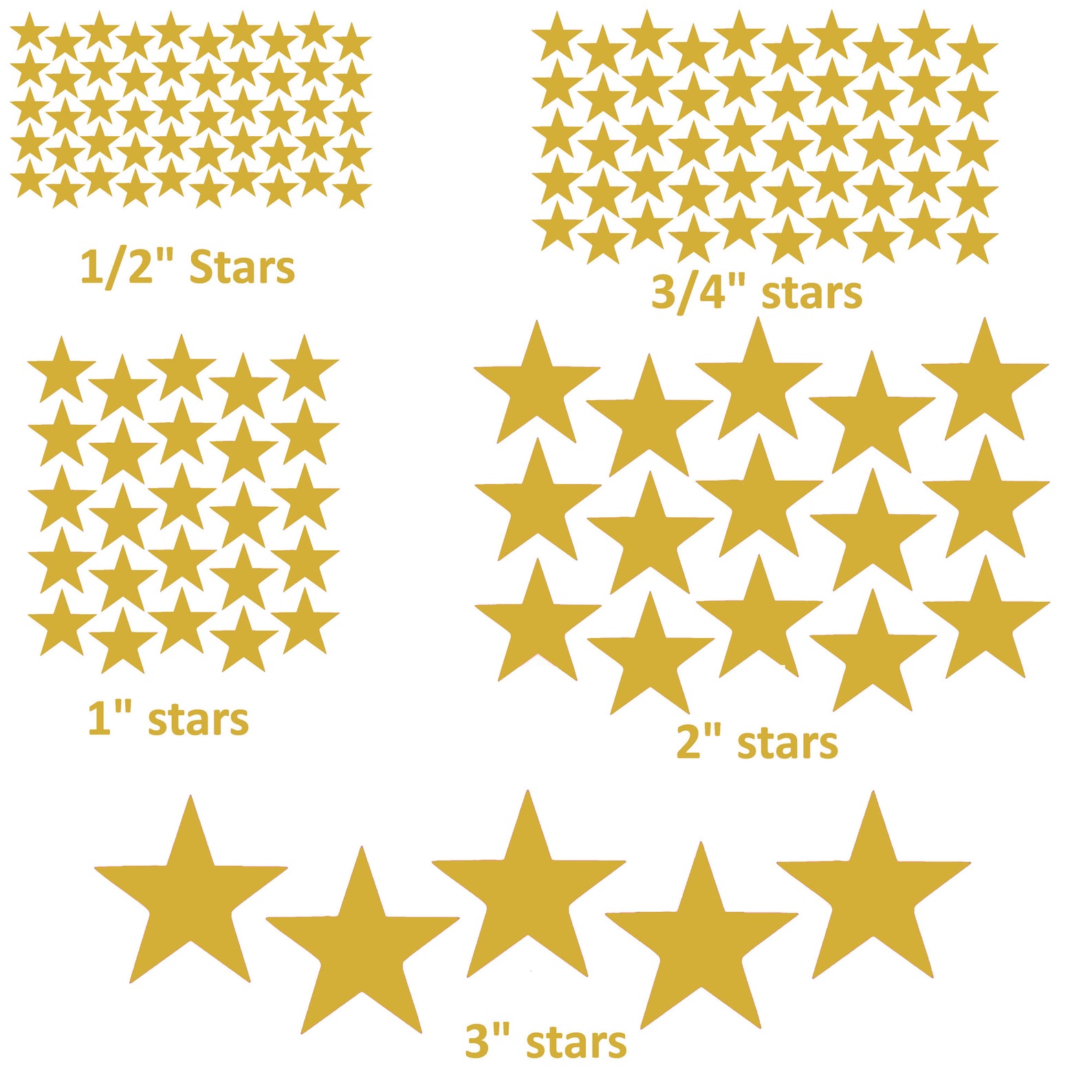 Star Stickers Pick Your Size and Color Permanent Outdoor Glossy Vinyl ...