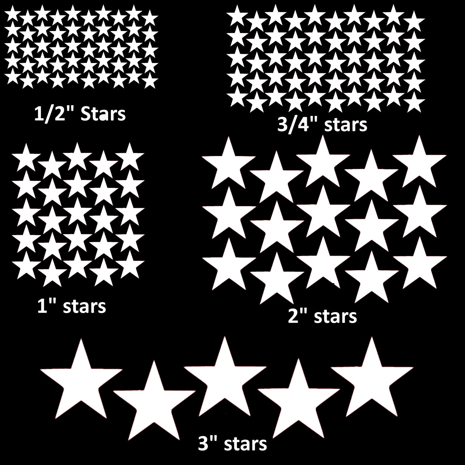 Star Stickers Pick Your Size and Color Permanent Outdoor Glossy Vinyl ...
