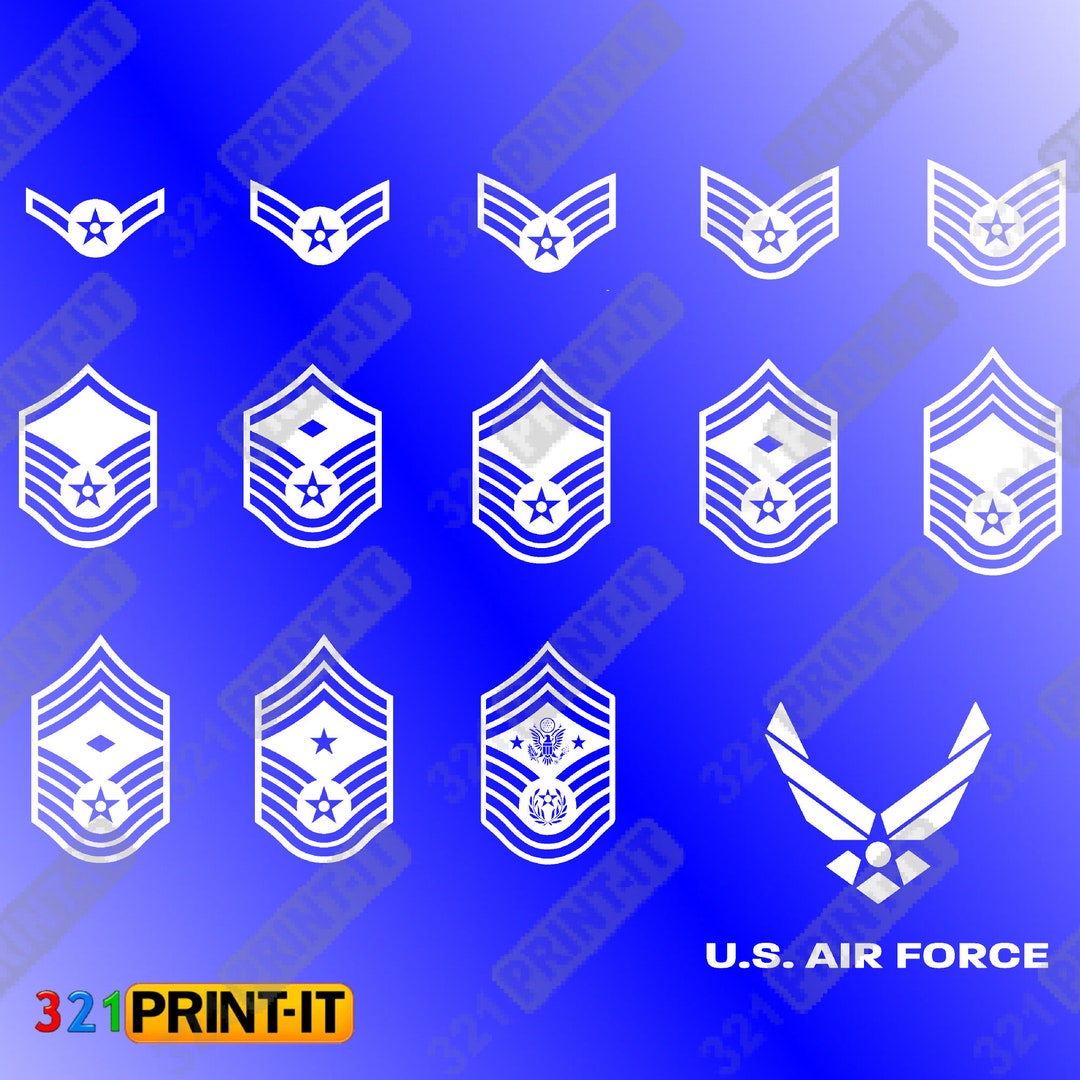 US Air Force Ranks - Digital File Download Svg Png Pdf Jpg Eps Cricut ...