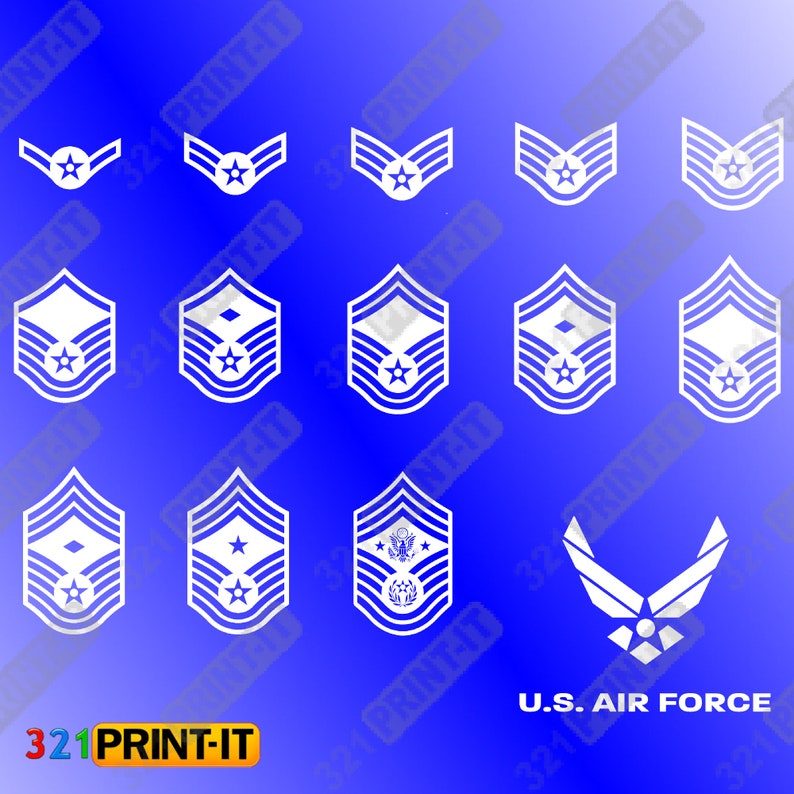 US Air Force Ranks - Digital File Download Svg Png Pdf Jpg Eps Cricut ...