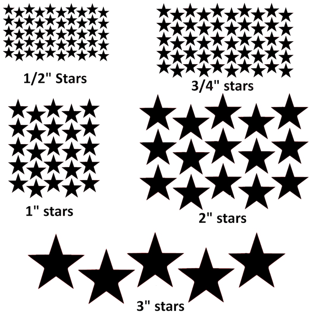 Star Stickers! Pick Your Size and Color! Permanent Outdoor Glossy Vinyl ...