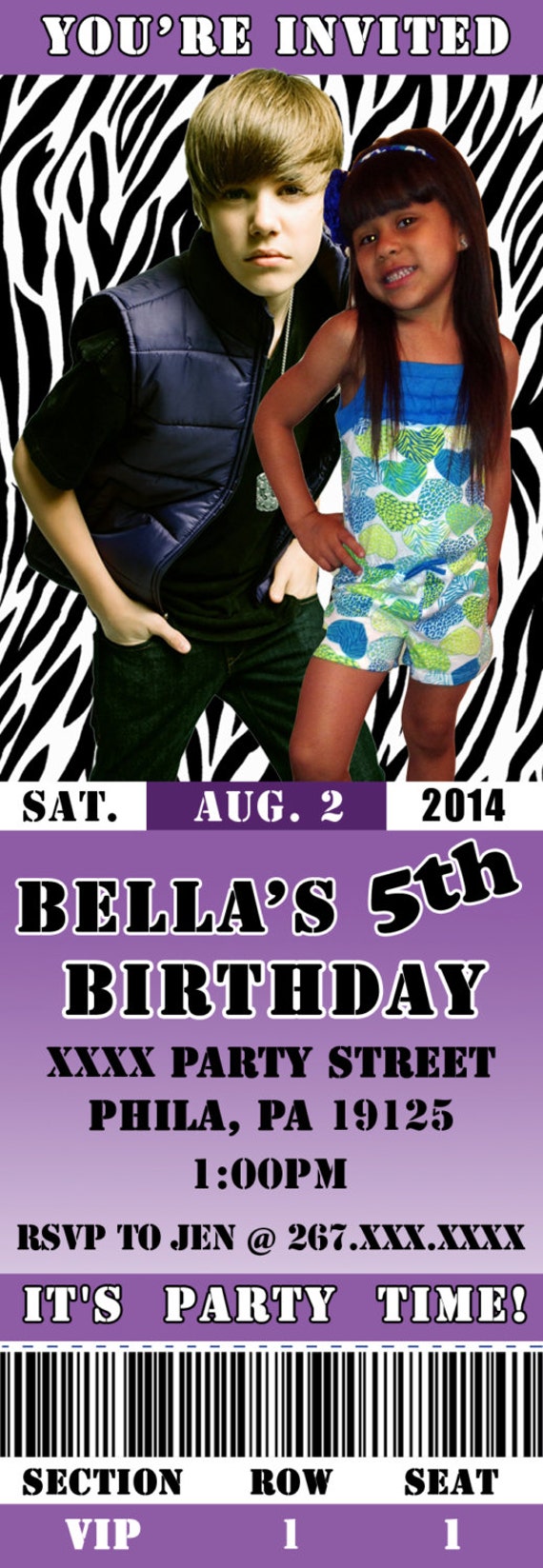 Justin Bieber Invitation Template