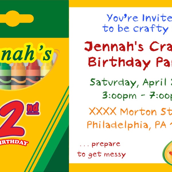 Crayola Invitation - Etsy