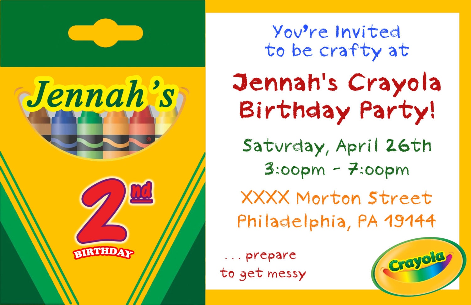 Invitación de cumpleaños digital /impresa de Crayola Crayon - Etsy México