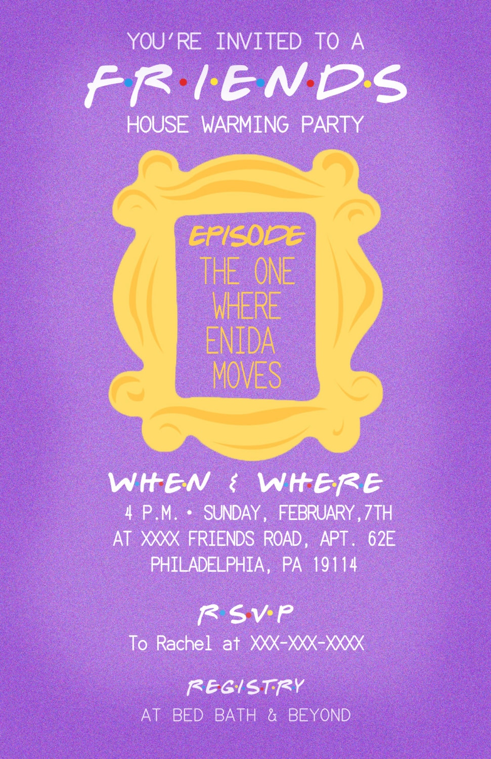 Friends TV Show Theme House Warming Party Invitation, Digital or ...