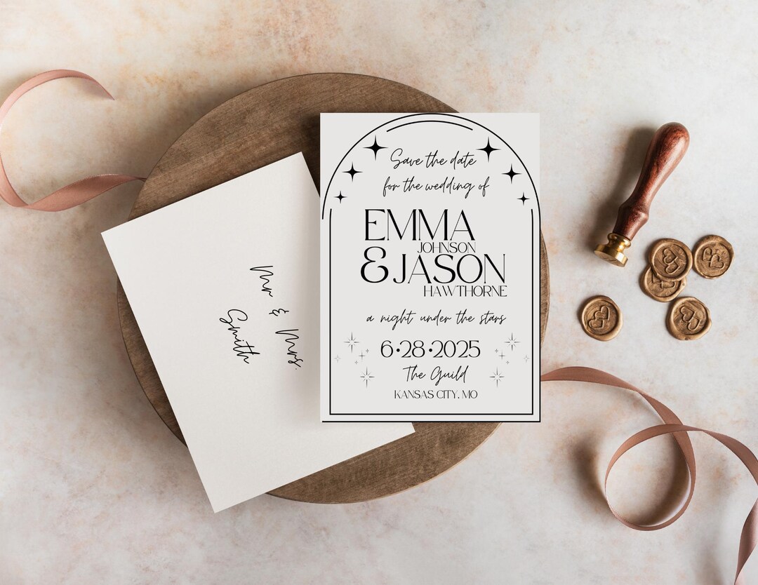 Editable Wedding Save the Date, Night Under the Stars, Digital Template ...