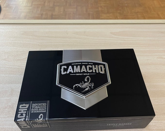 Empty Cigar Box, Camacho Empty Cigar Box, Wooden Box With Glossy Black ...