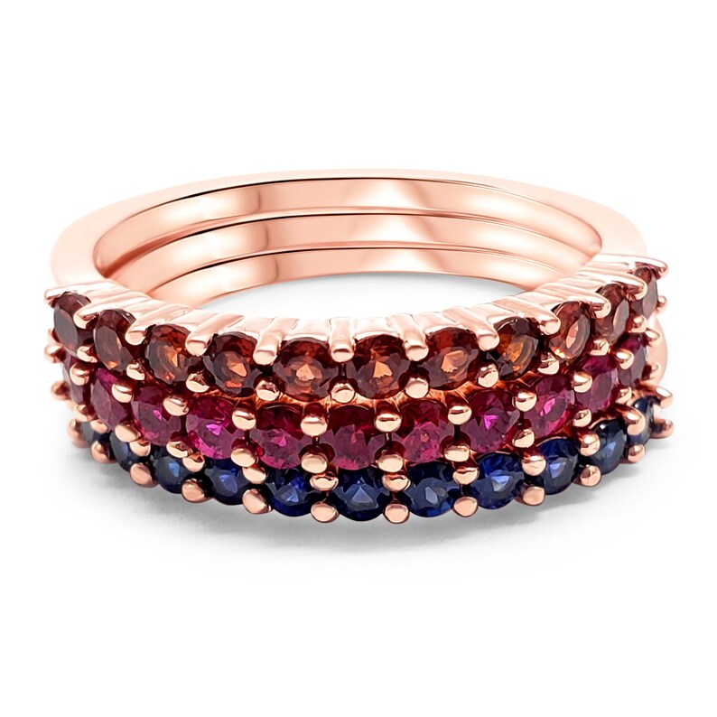 Genuine Ruby Gemstone Stackable Ring 14k Solid Rose Gold July - Etsy