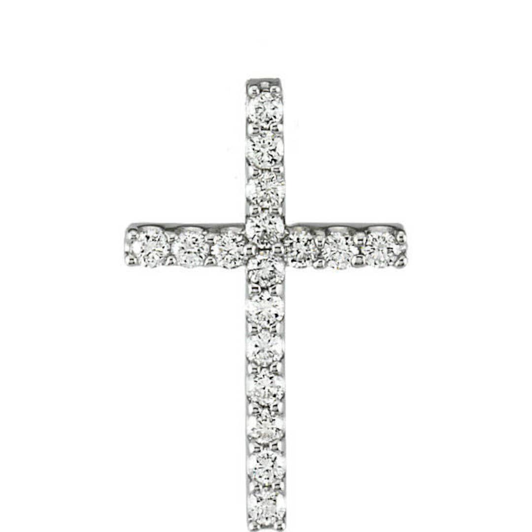 Lab Grown Diamond Cross Pendant in 14k White Gold 14k Rose - Etsy