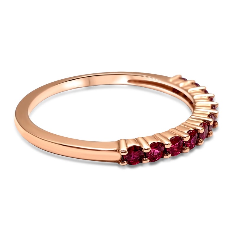 Genuine Ruby Gemstone Stackable Ring 14k Solid Rose Gold July - Etsy